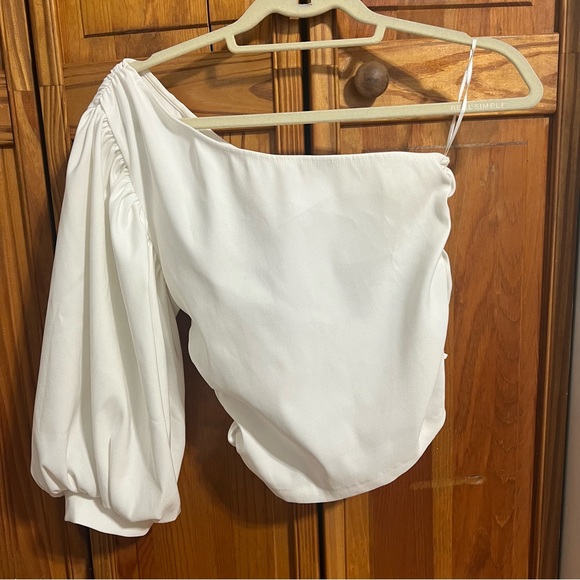 Zara | Tops | One Shoulder Puff Sleeve Crop Top | Poshmark